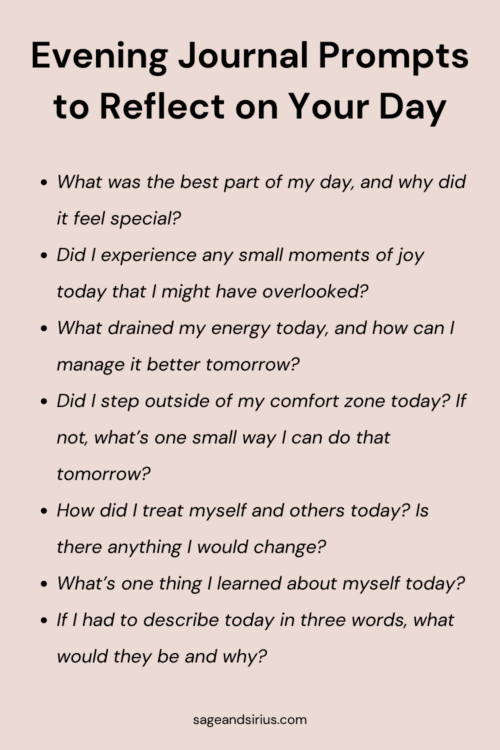41 Evening Journal Prompts to Reflect and Unwind Before Bed - Sage and ...